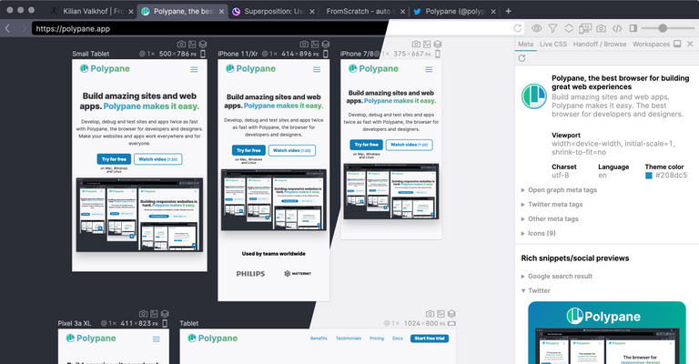 Product tour | Polypane, The browser for ambitious developers